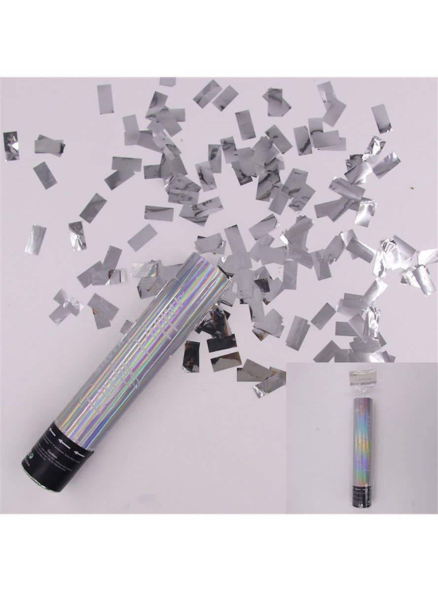 Foil and Paper Silver Confetti Party Popper | Party Supplies