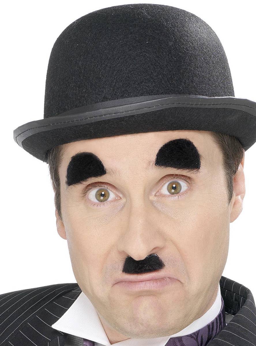 Black Moustache and Eyebrows Set | Charlie Chaplin Facial Hair Kit
