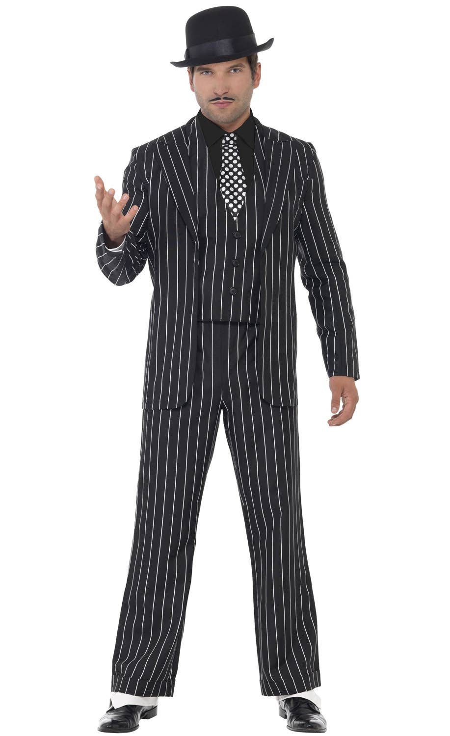 Mafia Boss Pinstripe Costume Suit | Vintage 20s Gangster Mens Costume