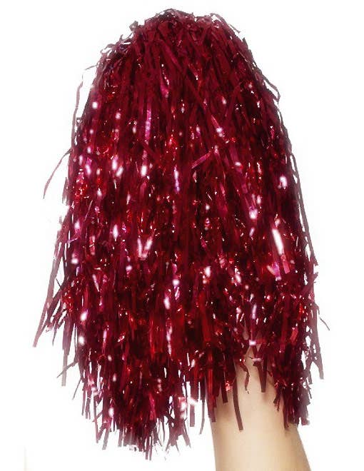 Metallic Cheeleader Red Pom Poms, Budget Red Cheerleader Accessory