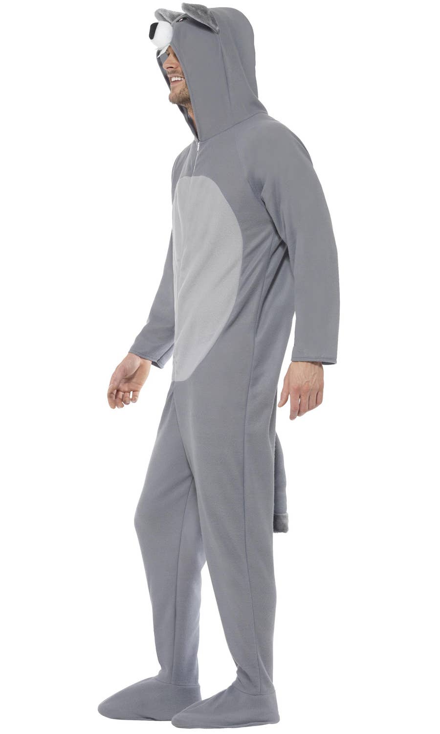 Mens Furry Grey Wolf Onesie Dress Up Costume