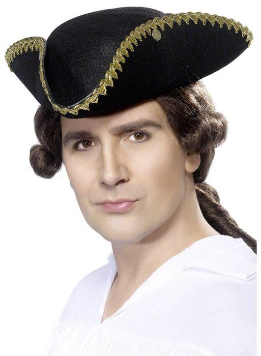 Tricorn Black Costume Hat | English Explorer Old England Colonial Hat