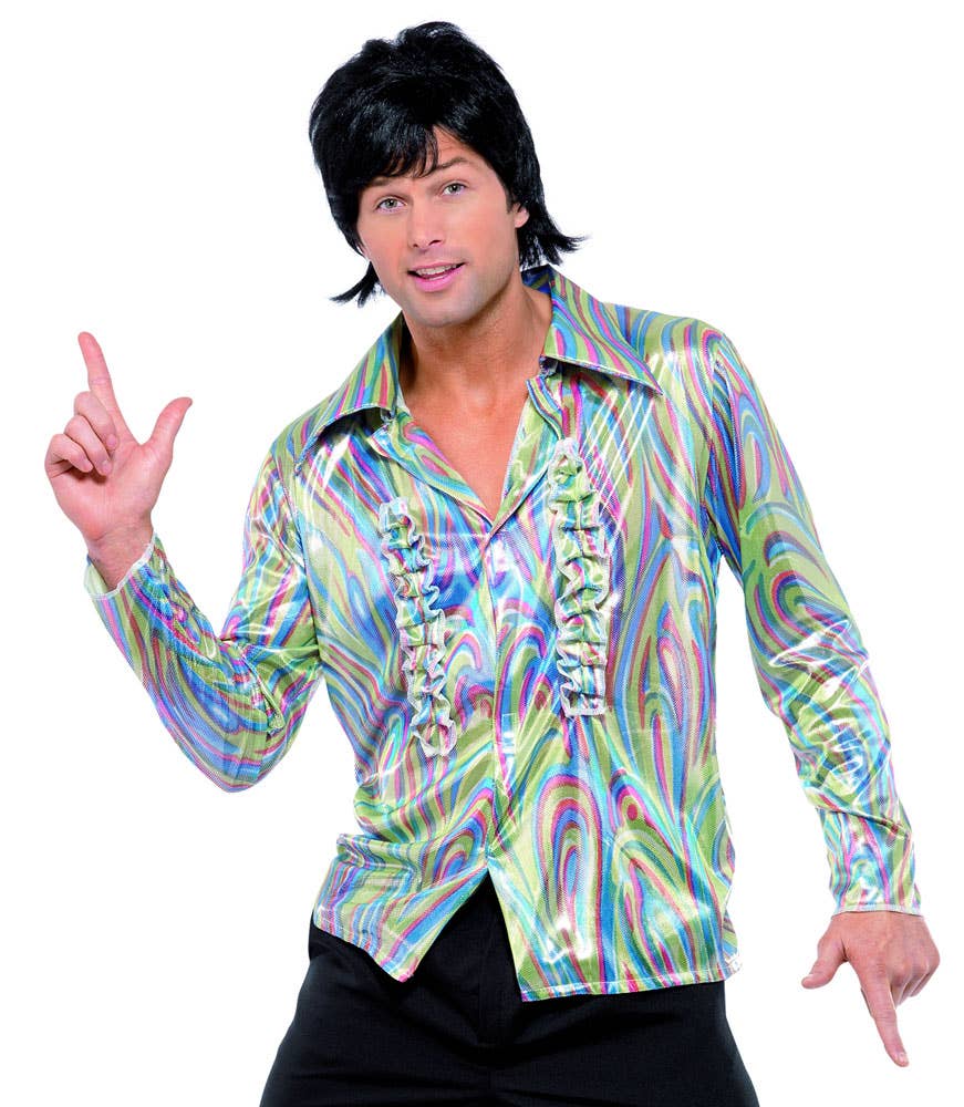 Rainbow Micro Dot Disco Costume | 1970s Disco Dude Outfit for Men