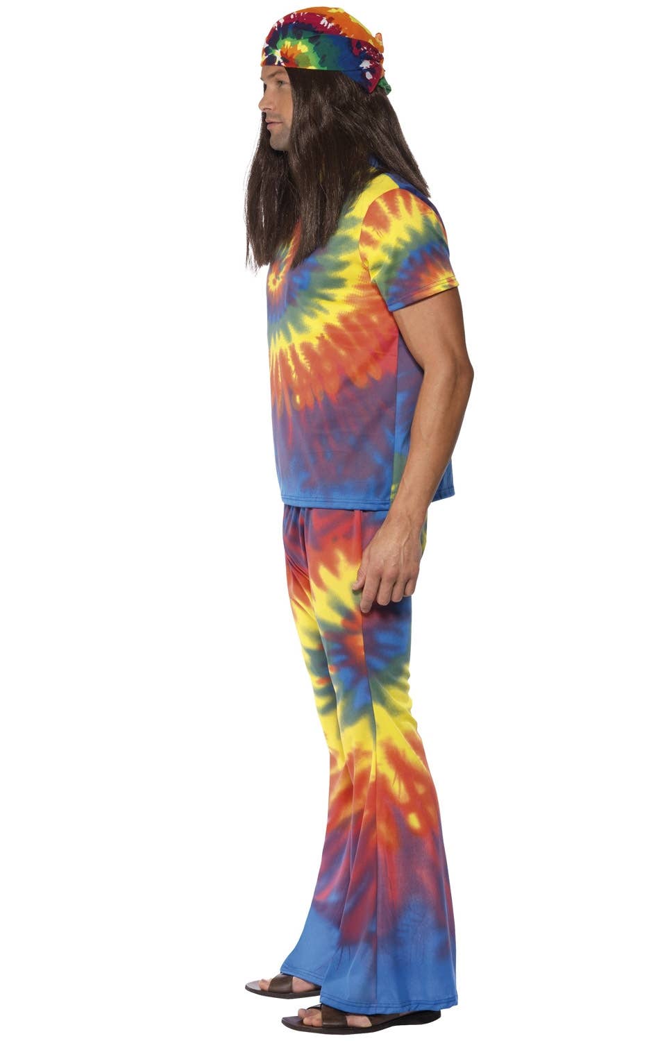 Rainbow Tie-Dye Hippie Dress Up | Mens 70s Groovy Hippie Costume