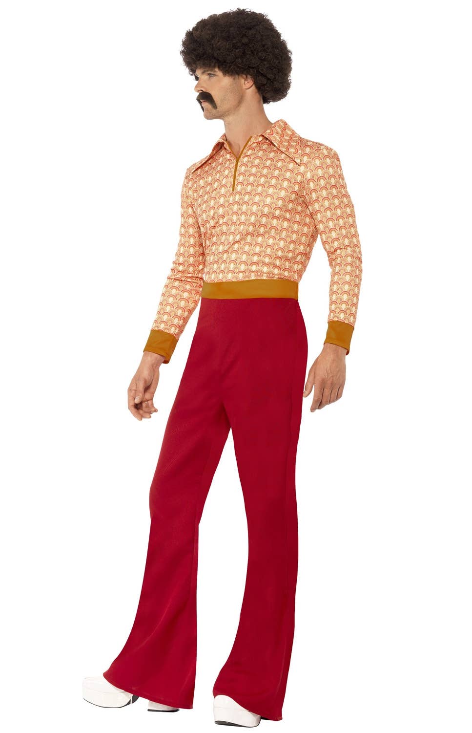 Orange and Red Flared Disco Costume | 1970s Guy Disco Mens Dress Up
