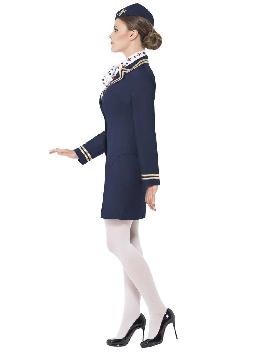 Navy Blue Air Hostess Costume Womens Flight Attendant Costume