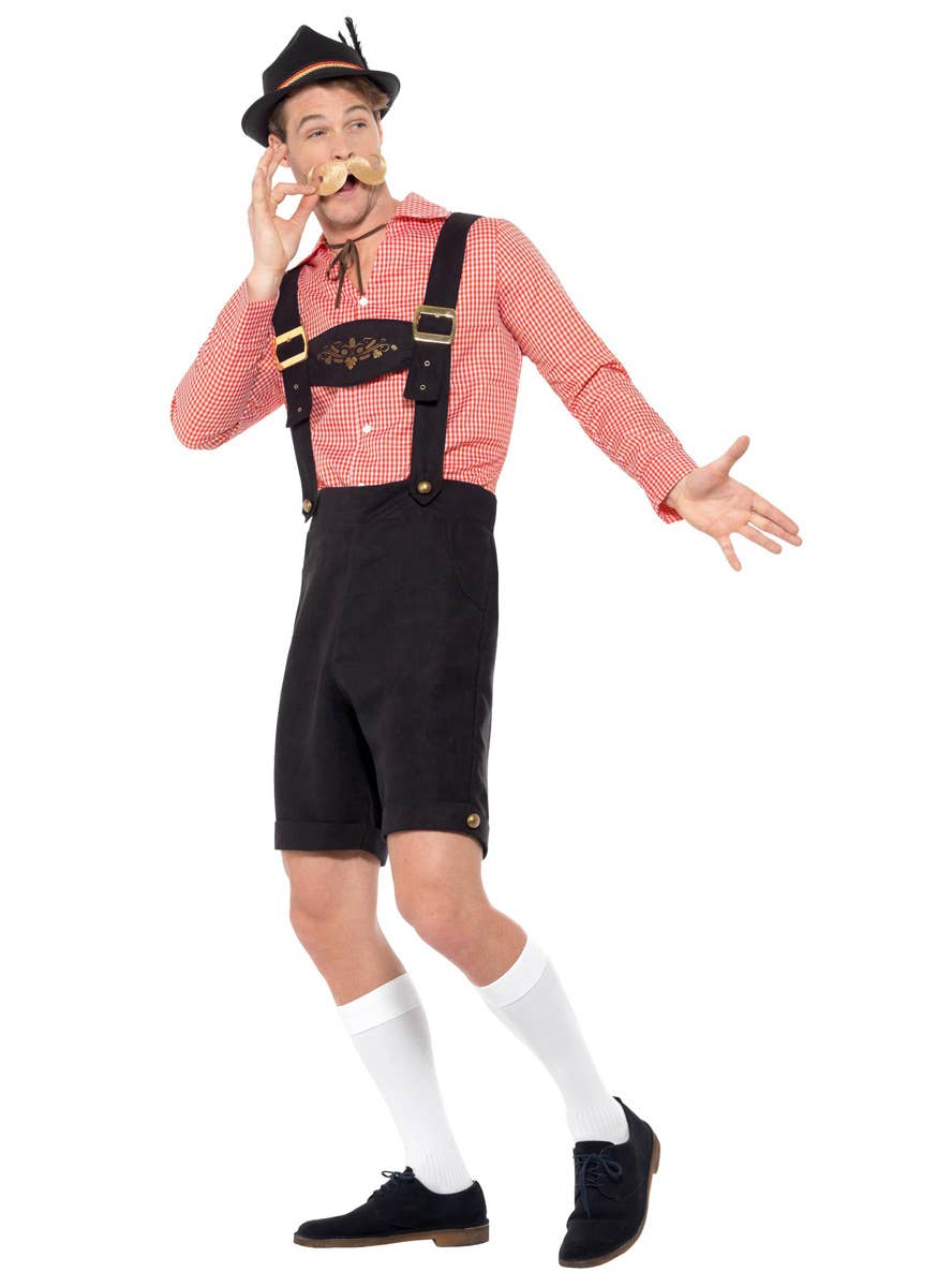 Red Beer Fest Lederhosen Costume | Mens Bavarian Oktoberfest Costume