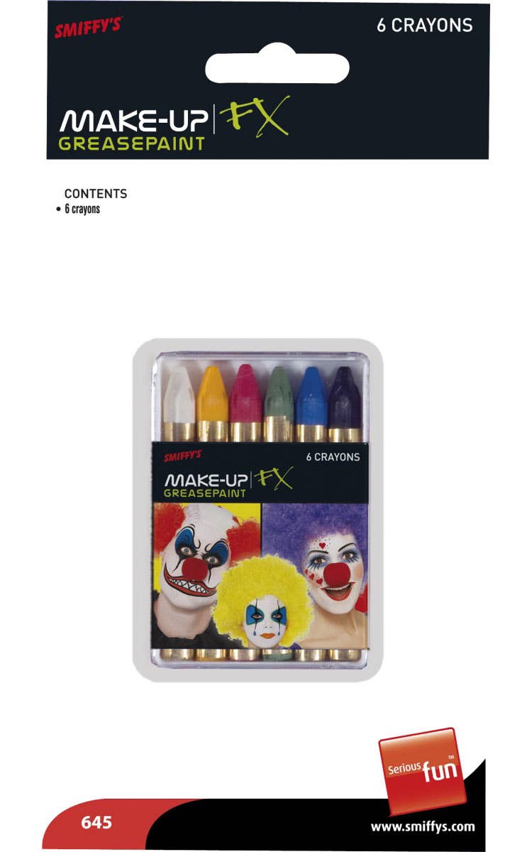 Greasepaint Coloured Makeup Crayons | 6 Pack Crayon Face Paint Set