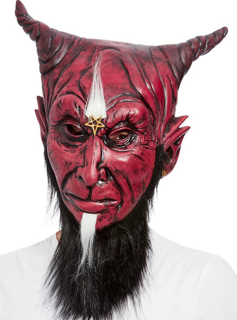 Devil Mask | Bearded Devil Red Latex Halloween Costume Mask