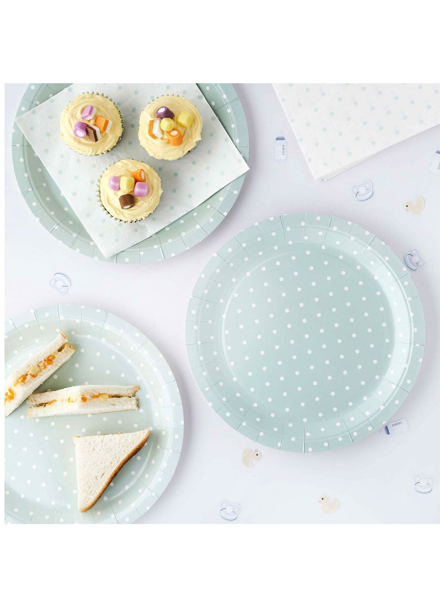 10 Pack Spotty Pastel Green Plates | Pastel Party Supplies