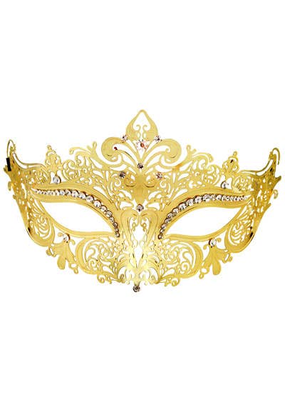 Womens Gold Masquerade Mask | Filigree Gold Metal Masquerade Mask