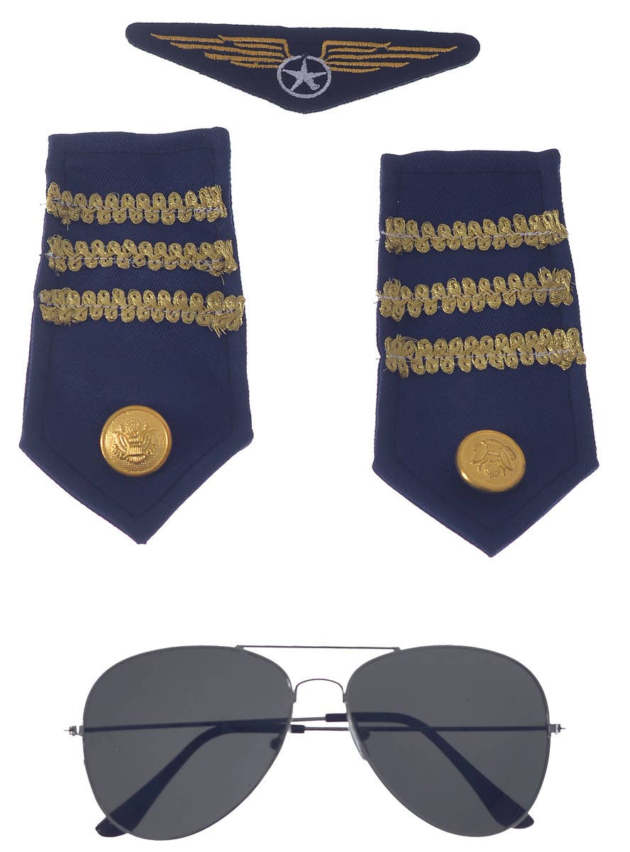 Pilot Costume Set | Adults Flight Captain Dress Up Kit