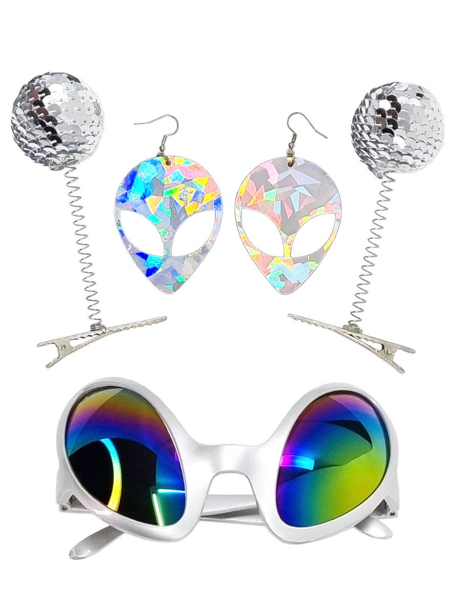 5 Piece Silver Alien Accessory Set | HEAVEN COSTUMES AUSTRALIA