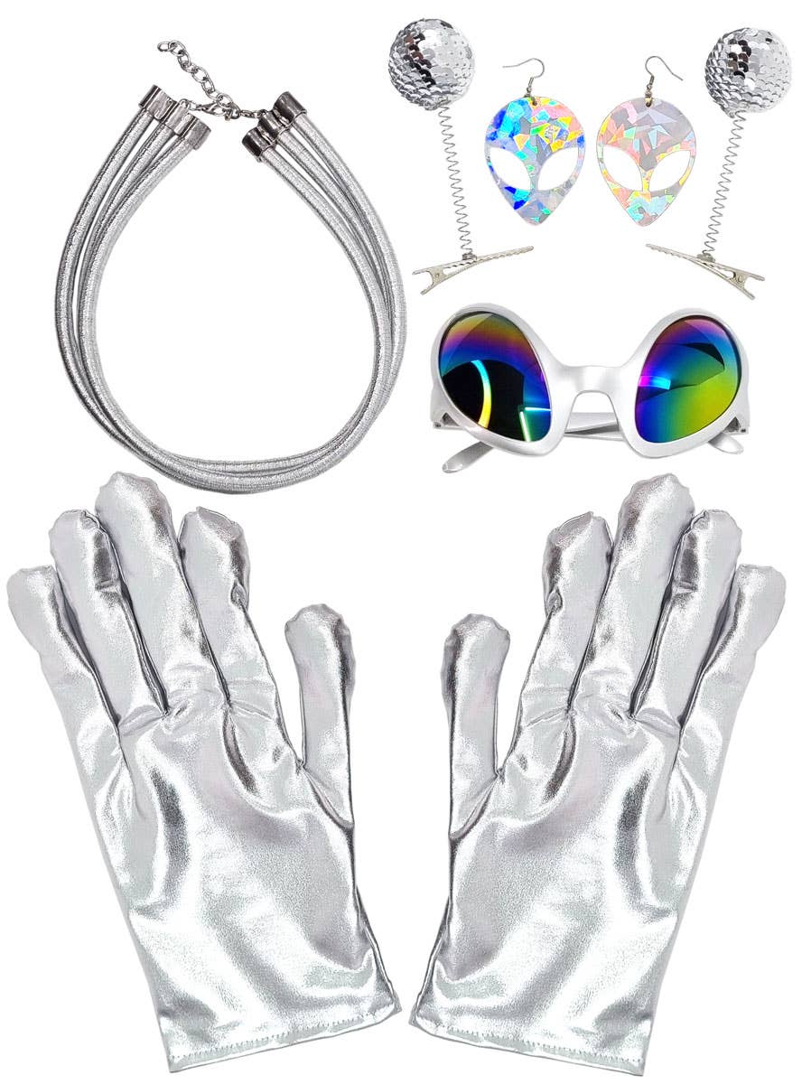 5 Piece Silver Alien Accessory Set | HEAVEN COSTUMES AUSTRALIA