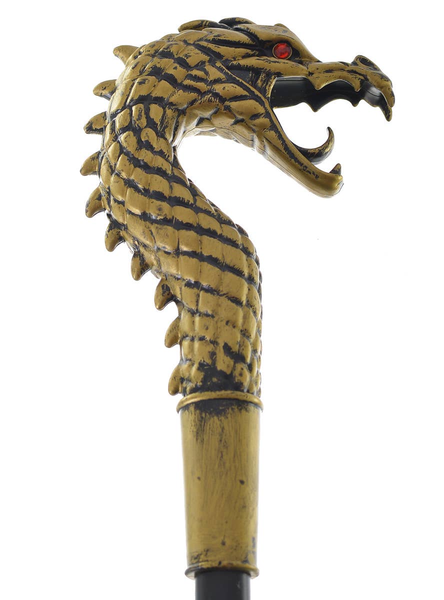 Gold Dragon Cane Medieval Costume Accessory