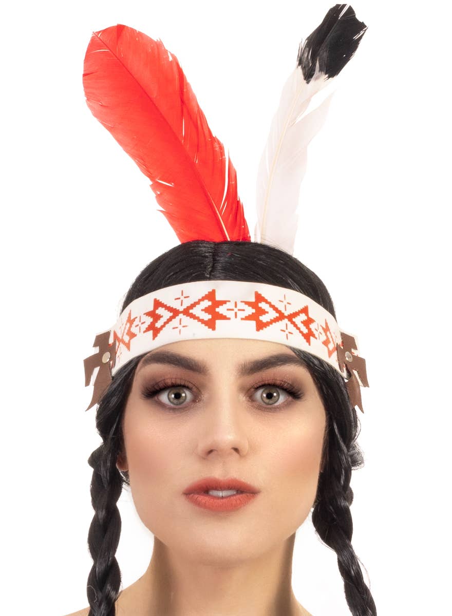 Red Feather Native Indian Headband | Native Indian Costume Headband