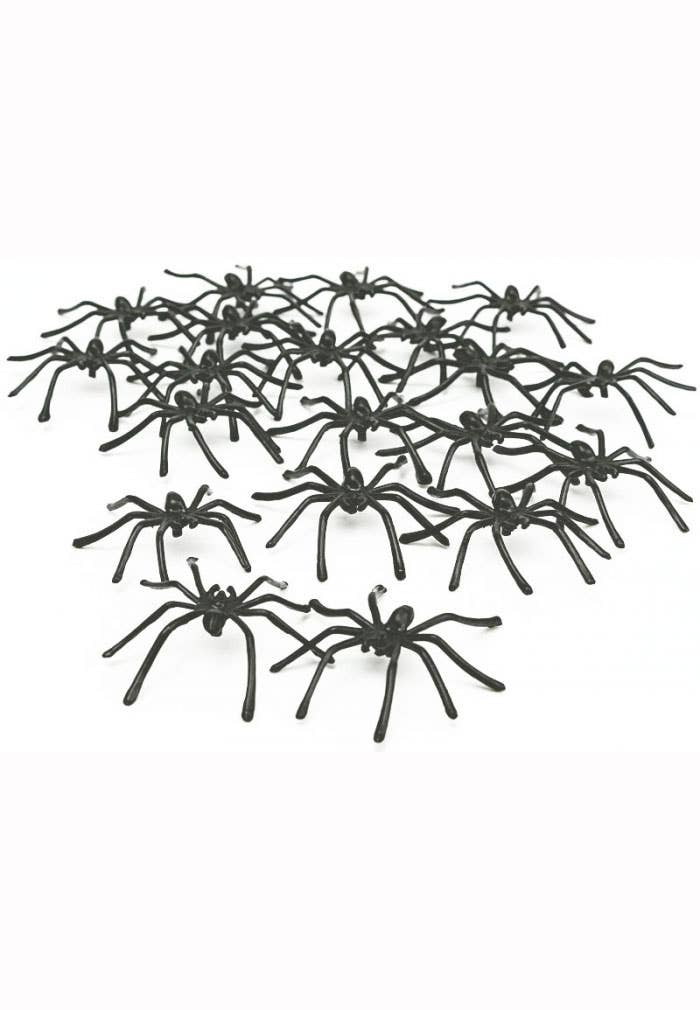 Pack of 50 Plastic Spiders | Black Halloween Spider Decorations