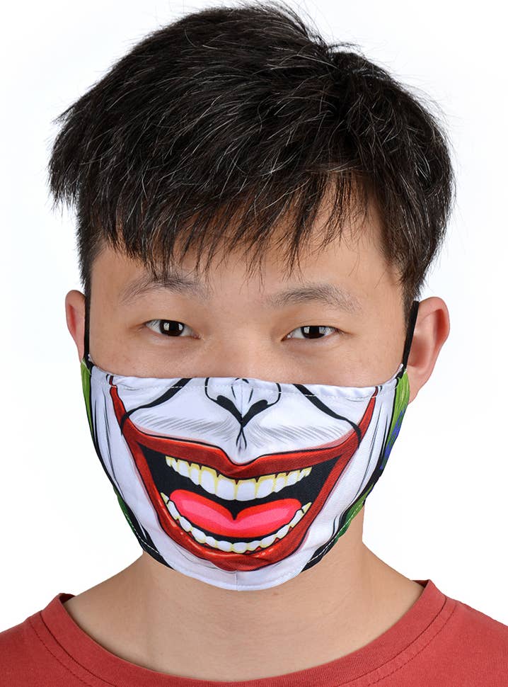 Clown Printed Half Face Mask | HEAVEN COSTUMES AUSTRALIA