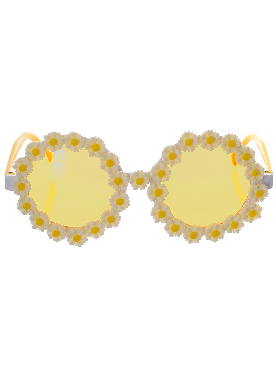 Hippie Costume Glasses | Yellow & White Daisy 1970s Sunglasses