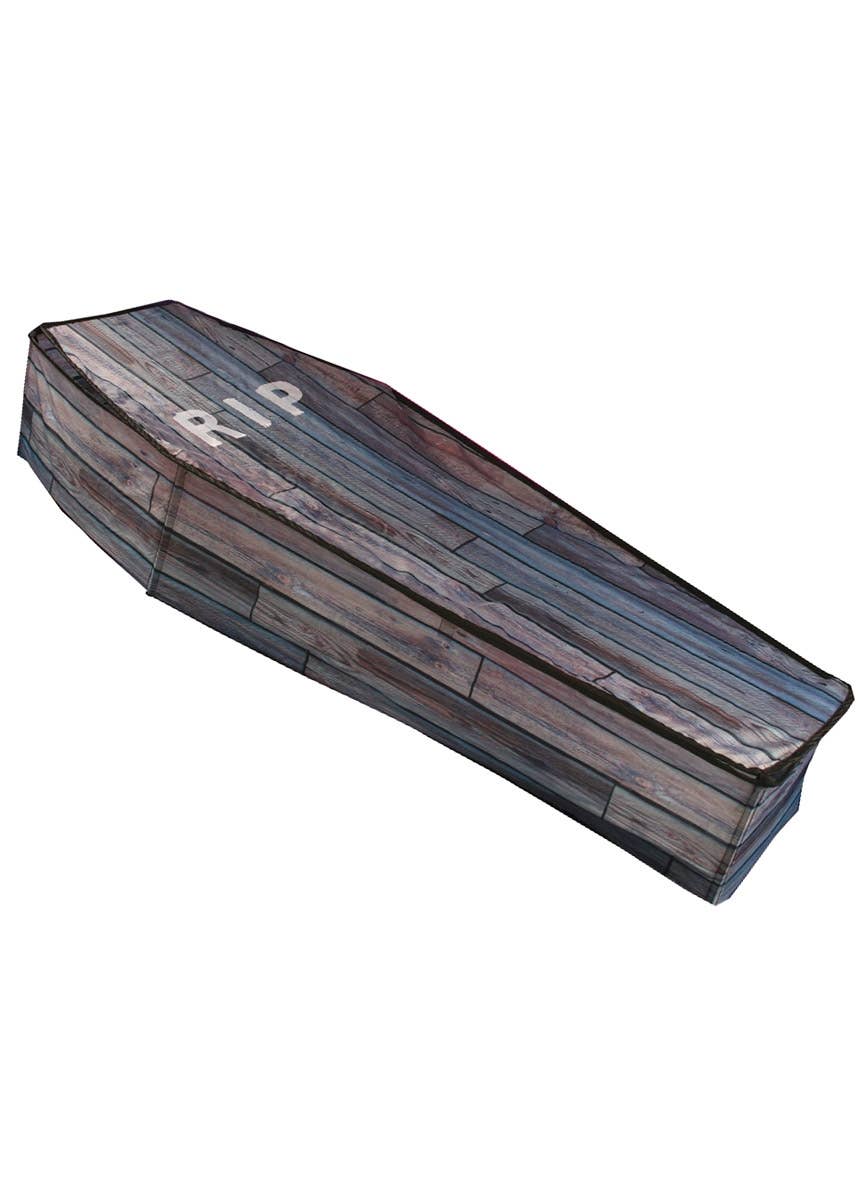 Wooden Look 5ft Coffin Decoration | Collapsible Coffin Halloween Prop