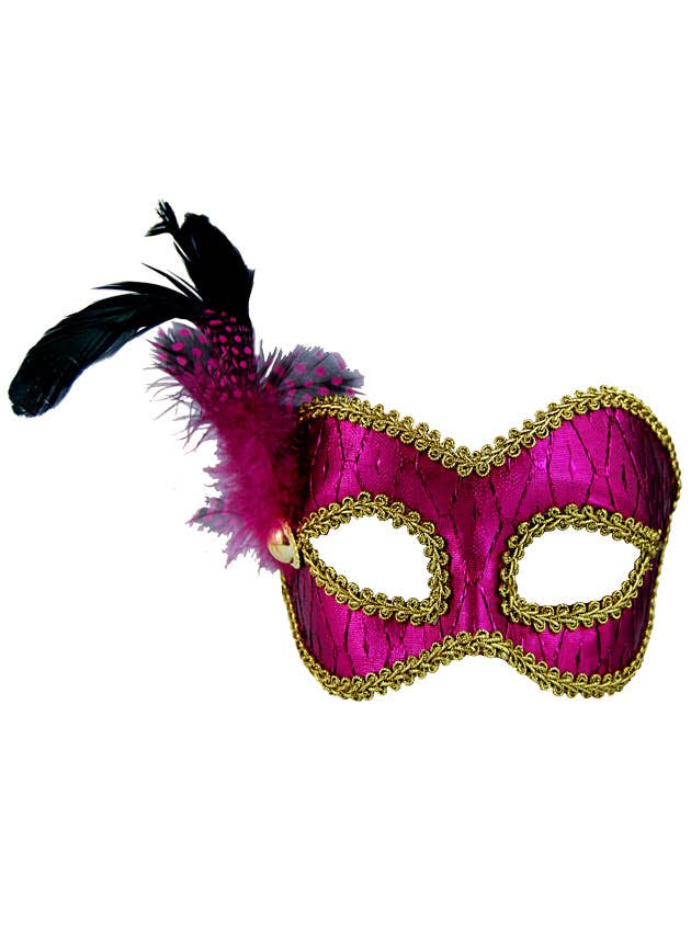 Metallic Pink Masquerade Mask | Metallic Hot Pink Mask on Glasses