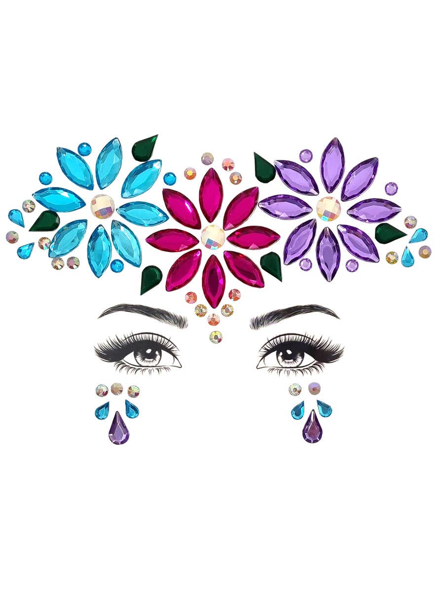 70s Flower Child Stick On Jewels | Stick On Face Gems Costume Makeup