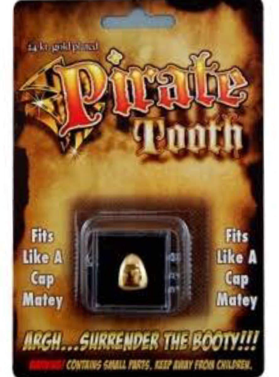 Custom Fit Gold Pirate Tooth Cap | Novelty Billy Bob Pirate Tooth Cap