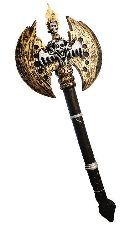 Warlock Gold Double Bladed Axe | Viking Axe Costume Accessory