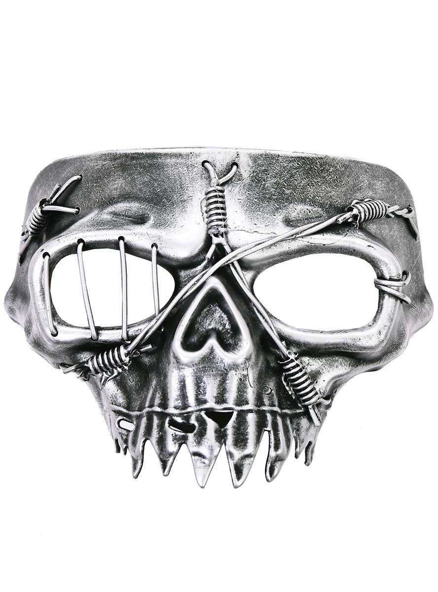 Silver Skeleton Face Costume Mask | Half Face Skull Halloween Mask