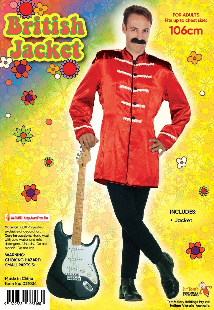 Red Beatles Costume Jacket for Men | Mens Beatles Inspired Costume
