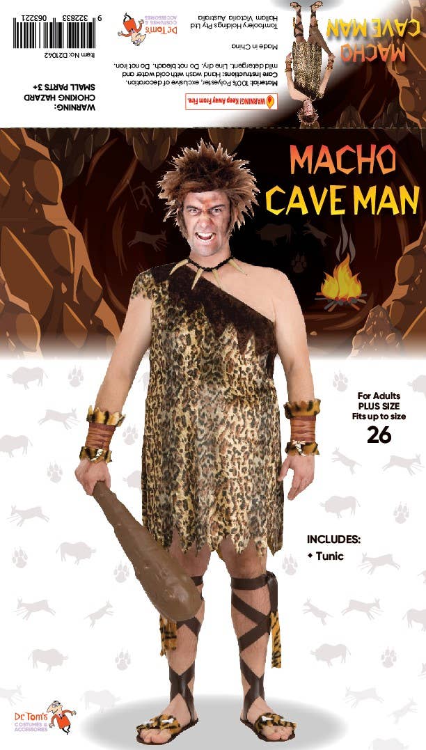 Leopard Print Plus Size Cave Man Costume | Caveman Dress Up Costume