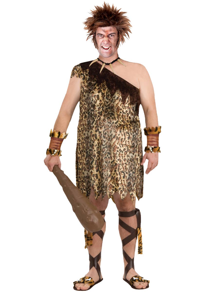 Leopard Print Plus Size Cave Man Costume | Caveman Dress Up Costume