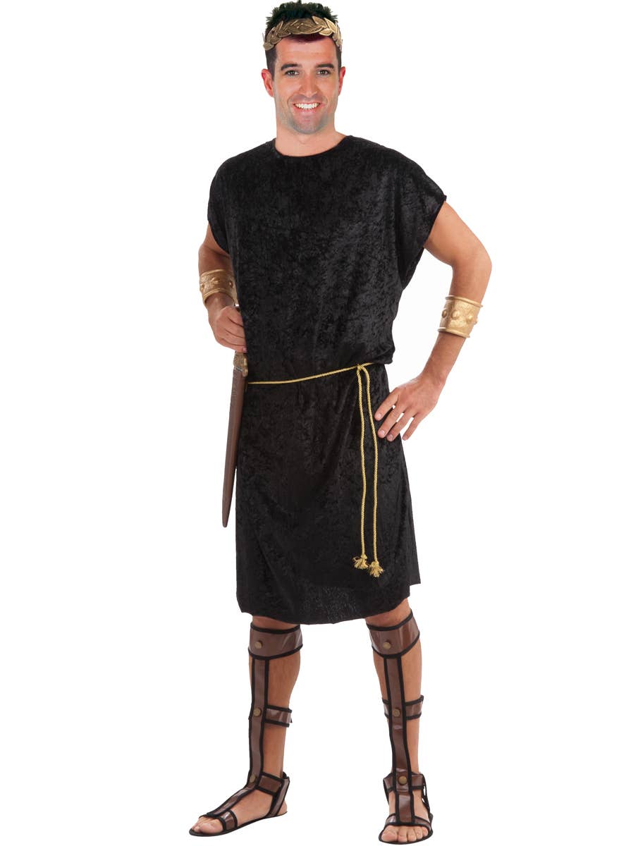 Black Velvet Toga Costume for Men | Mens Versatile Black Tunic Costume