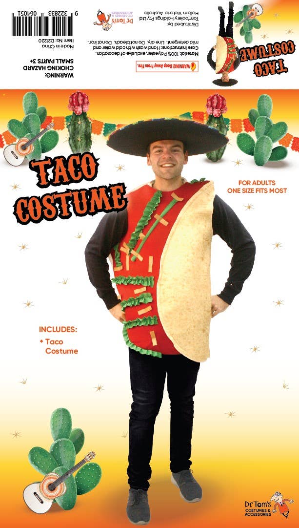 Adults Stuffed Taco Costume | Funny Oversized Taco Costume for Adults