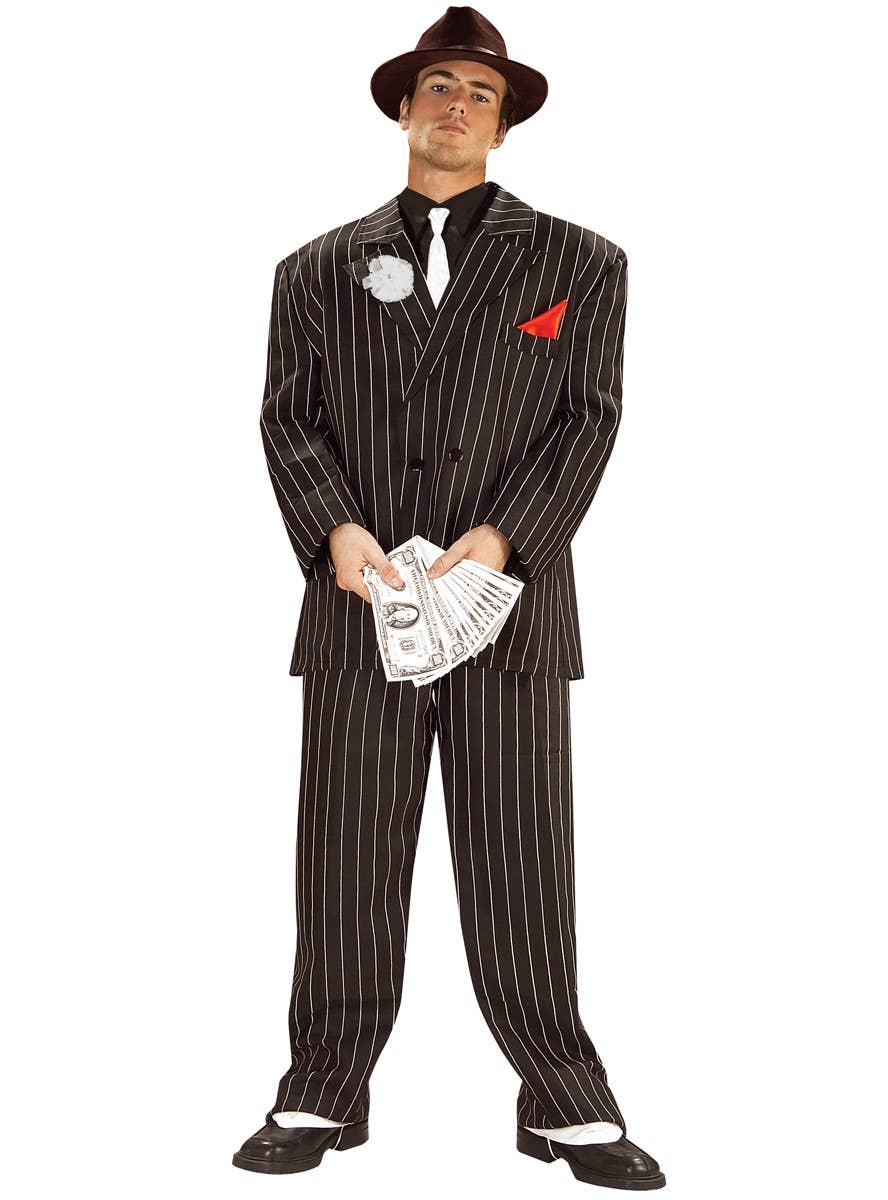 Black and White Pinstripe Boss Suit | Mens 1920s Gangster Costume