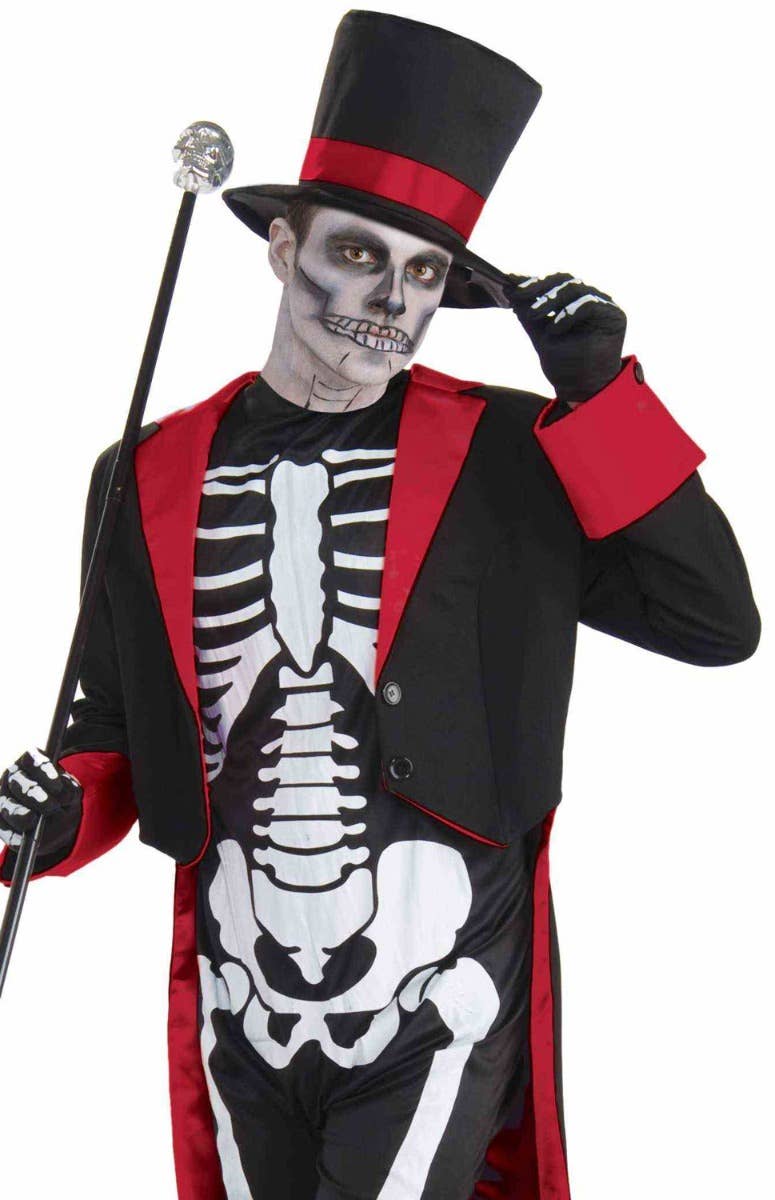 Mens Black And Red Skeleton Costume | Bone Jangles Skeleton Costume