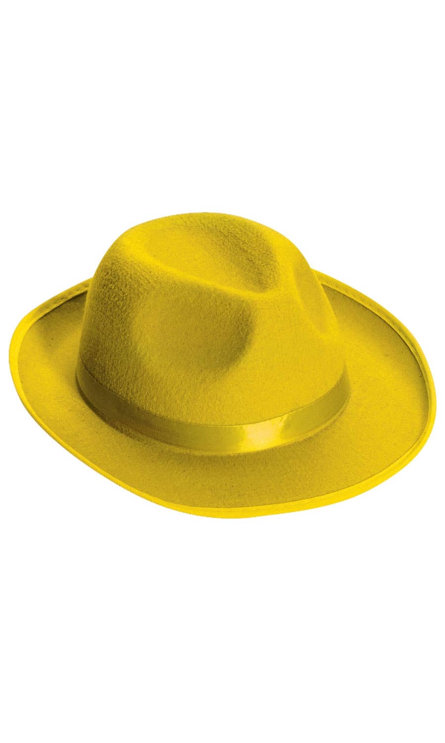 Adults Gangster Vibrant Yellow Trilby Hat | Fluro Yellow Fedora Hat