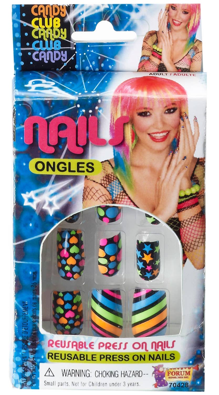 Fluro Candy Club Stick On Nails | Bright Coloured Fake Stick On Nails