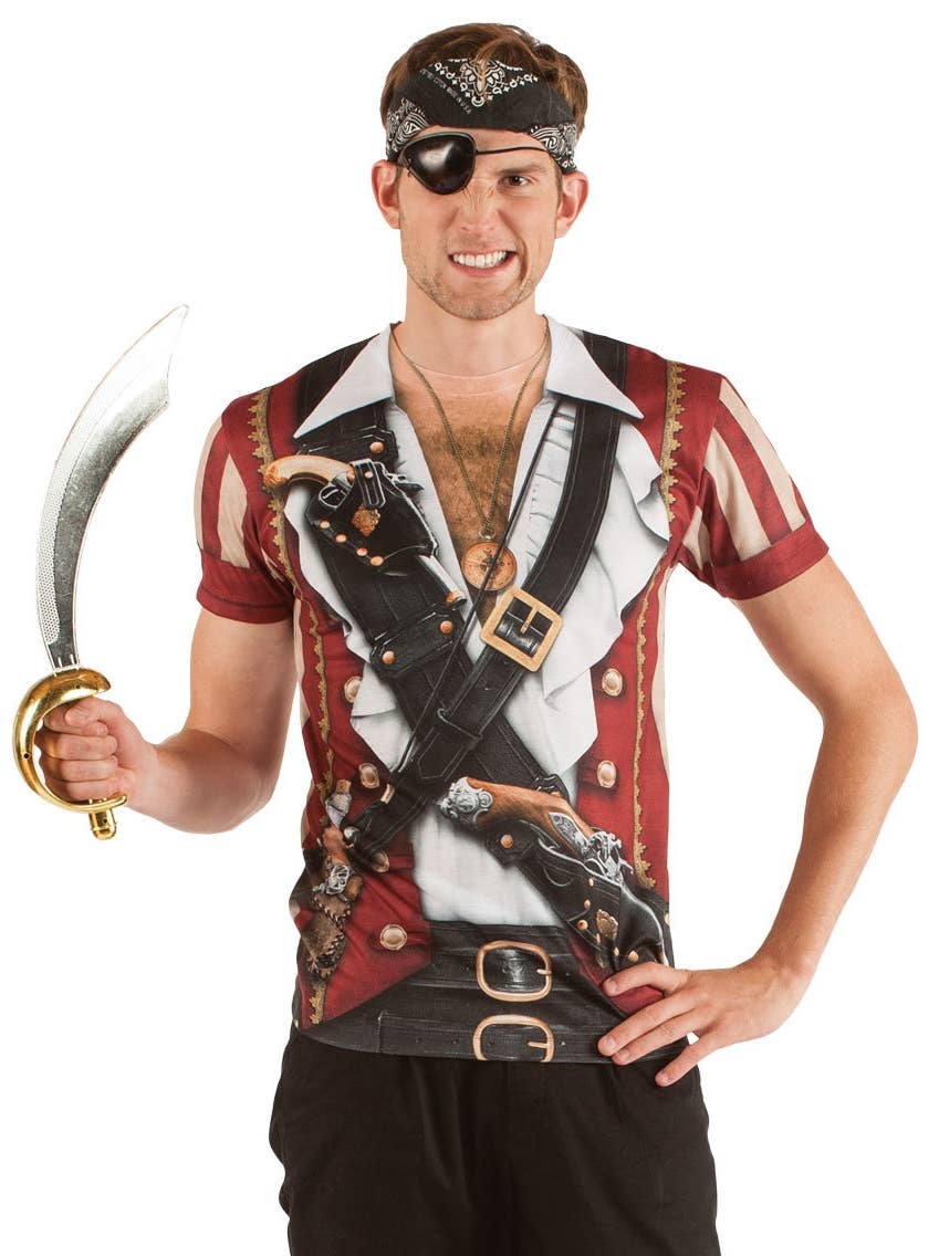 Faux Real Swashbuckler Costume Top | Pirate Dress Up Shirt for Men