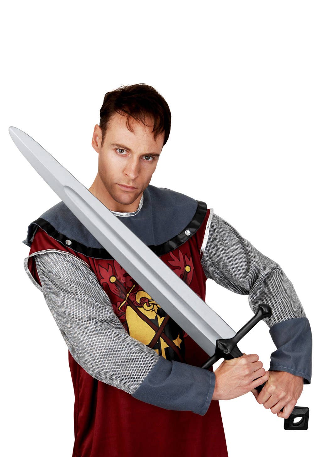 Extra Long Knight Sword | Silver Medieval Knight Costume Sword
