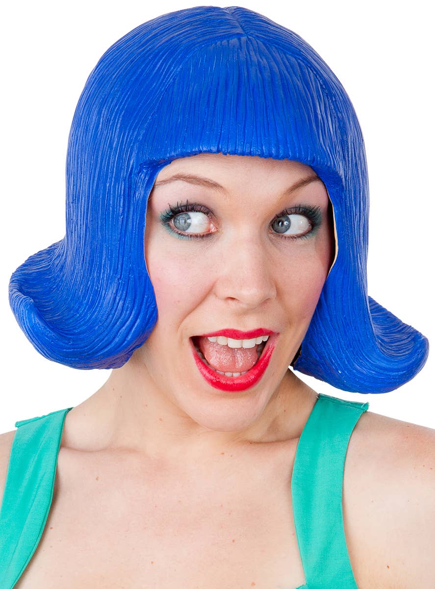 Blue Latex Novelty Costume Wig | Blue Rubber Character Wig