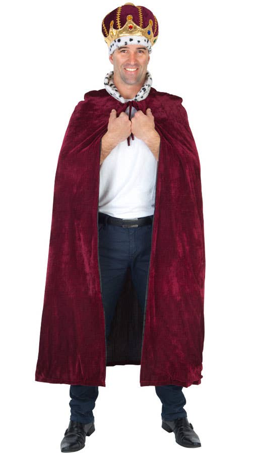 Medieval Mens Red Costume Cape | Burgundy Kings Costume Cape