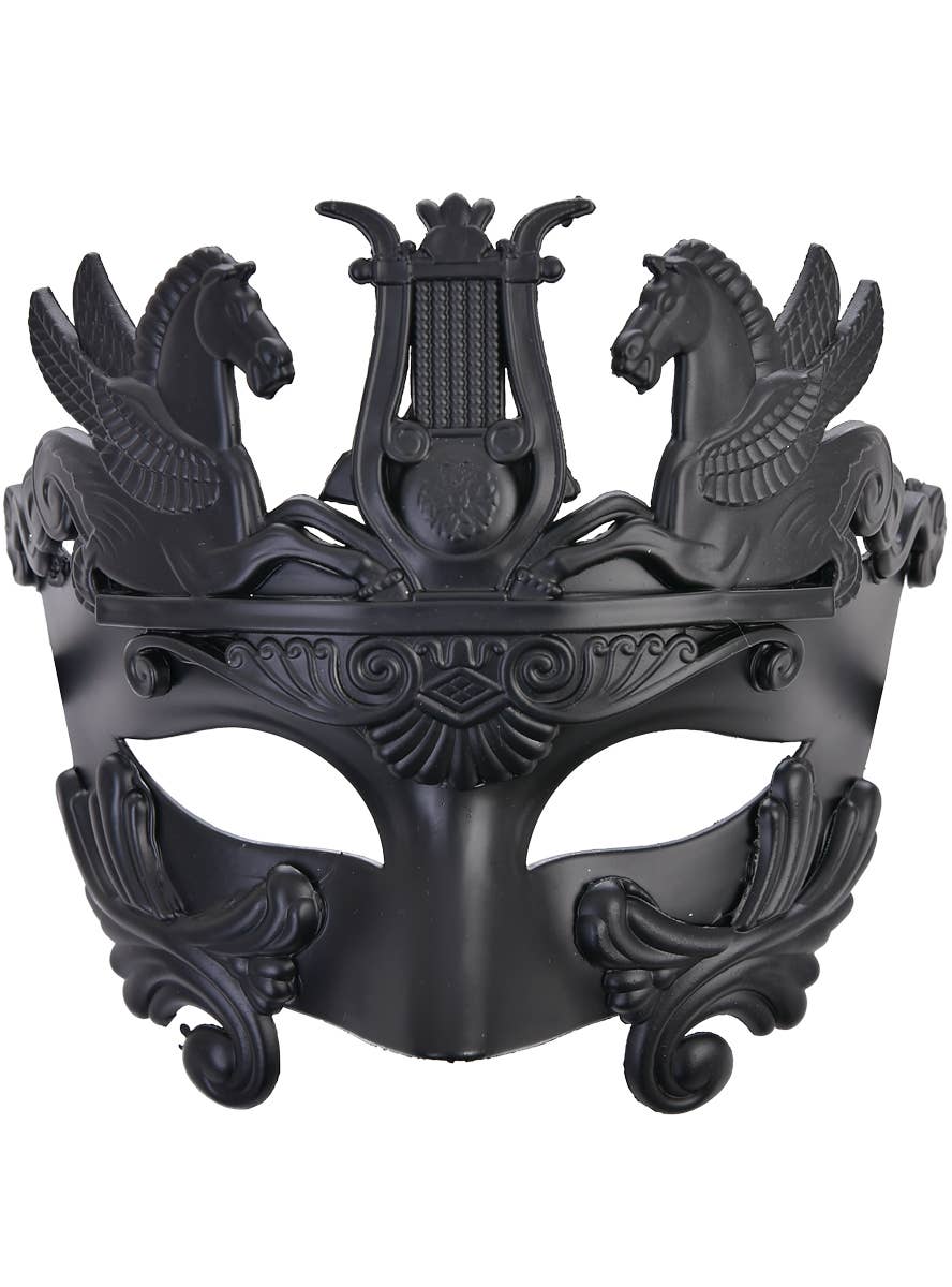 Mens Matte Black Greek Masquerade Mask | Masquerade Mask for Men