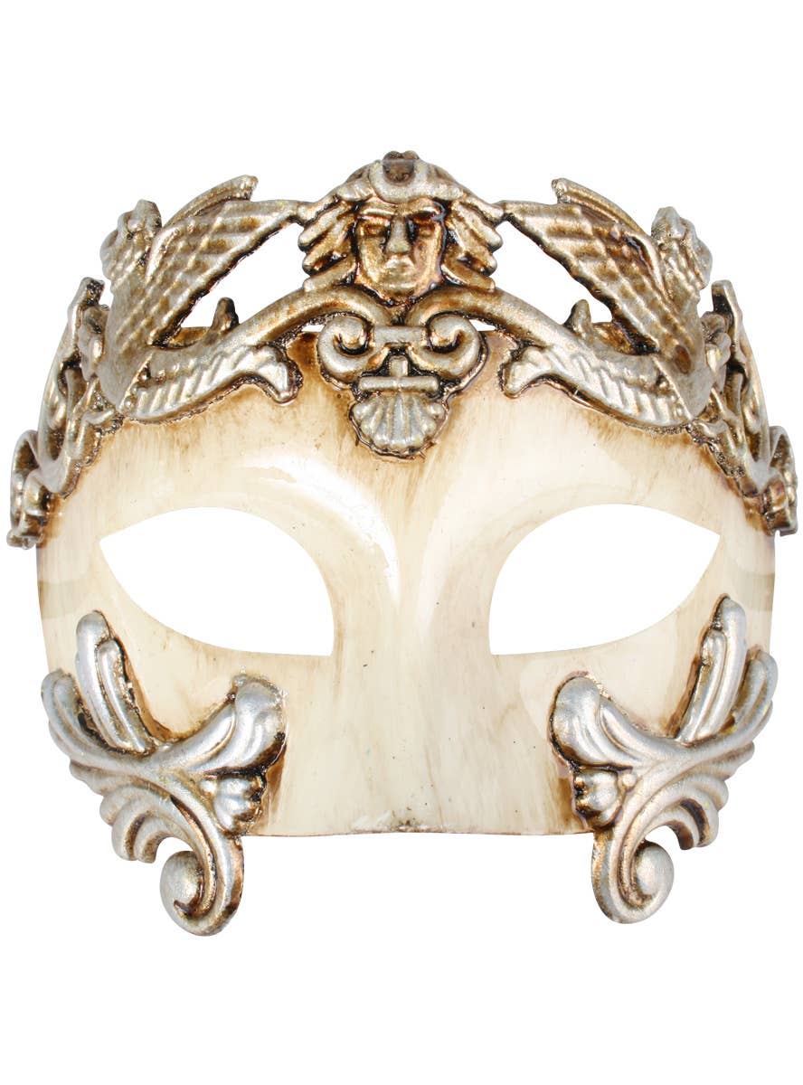 Ivory White Roman Style Masquerade Mask | Masquerade Mask for Men