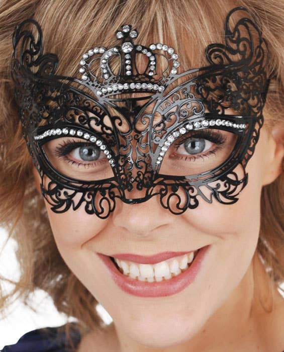 Black Metal Masquerade Mask | Womens Princess Filigree Mask