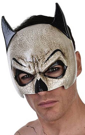 Cream and Black Batman Mask | Antique Mens Batman Masquerade Mask
