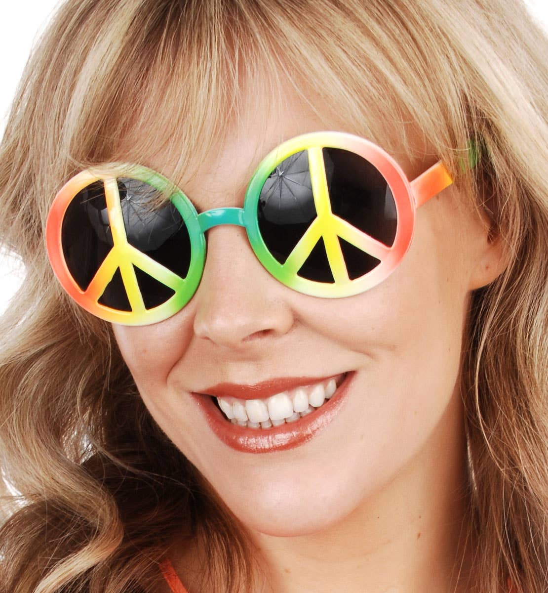 Rainbow Peace Sign Glasses | Hippie Peace Sign 70s Costume Glasses