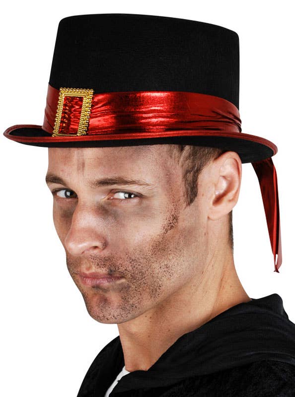 Gothic Halloween Top Hat | Red and Black Top Hat Halloween Accessory