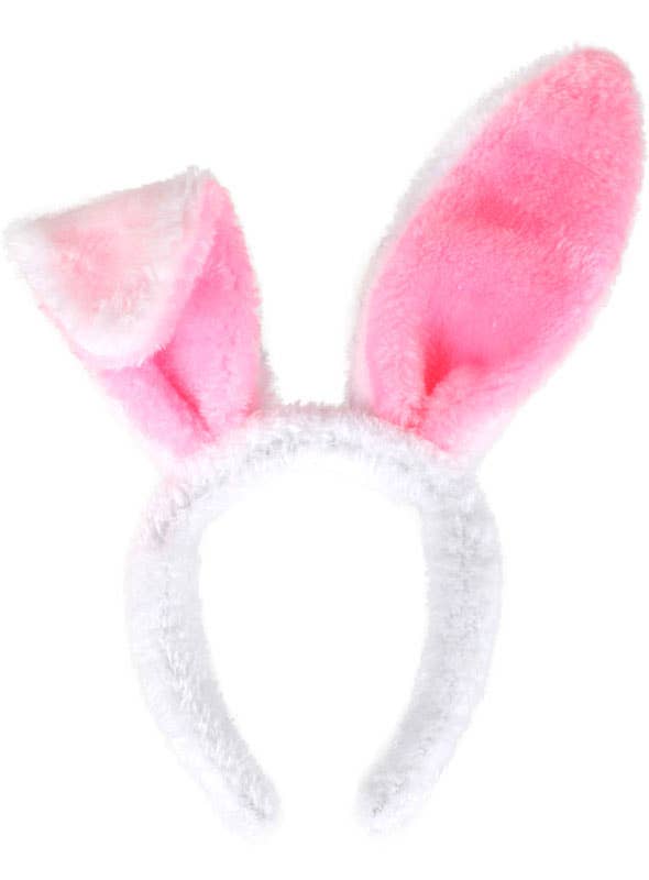 Furry White Rabbit Ears | White and Pink Furry Bunny Ears Accessory
