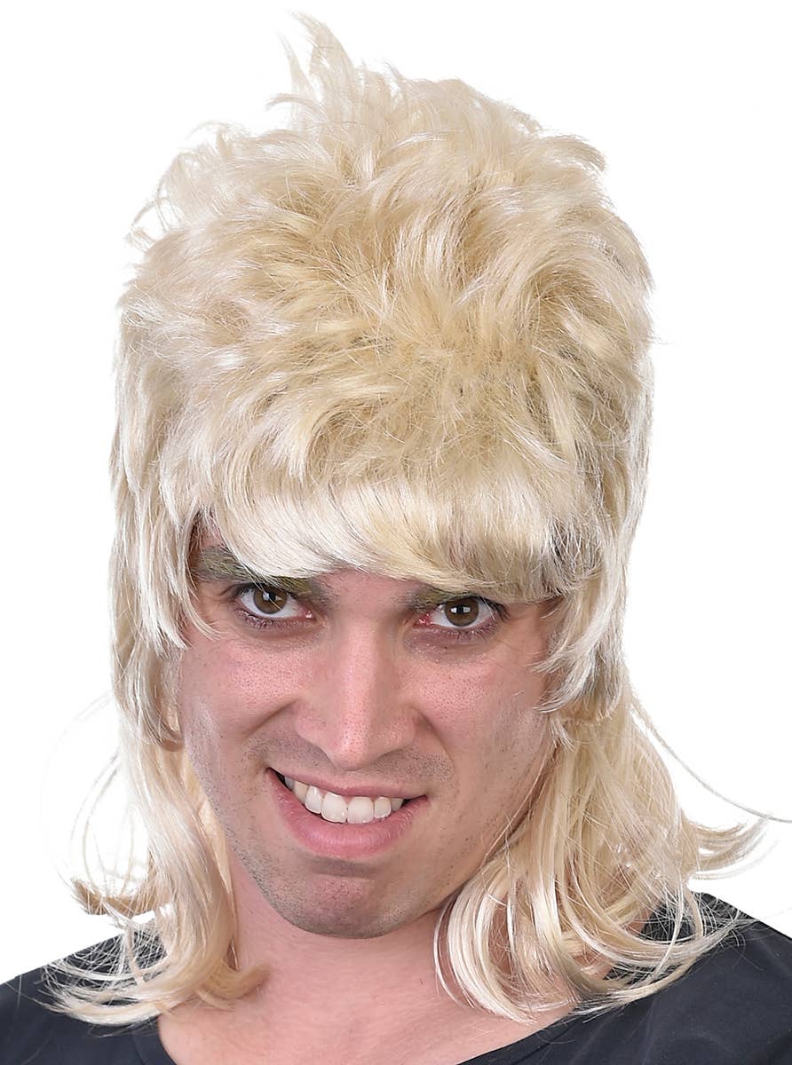 Long Blonde Mens Mullet Wig | Mens Blonde Bogan Costume Wig
